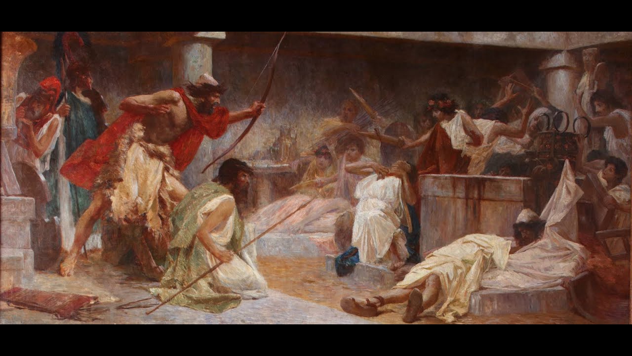 Omero, Odissea, Libro XXII. Ulisse uccide i Proci e le ancelle infedeli ...